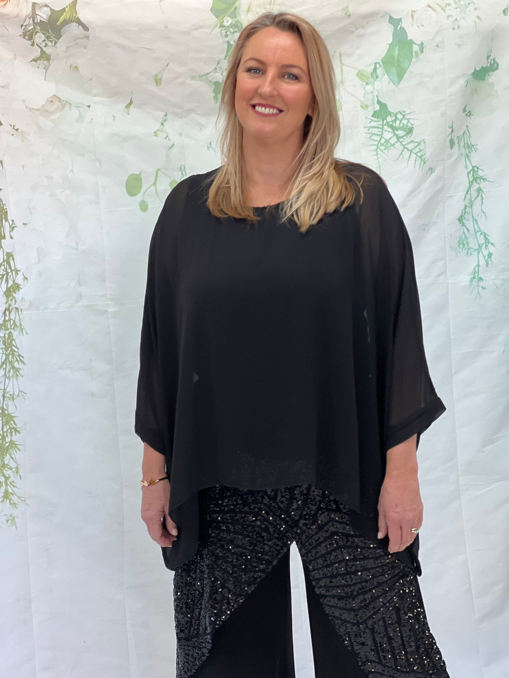 Aria Black Chiffon Evening Top – Dressxox