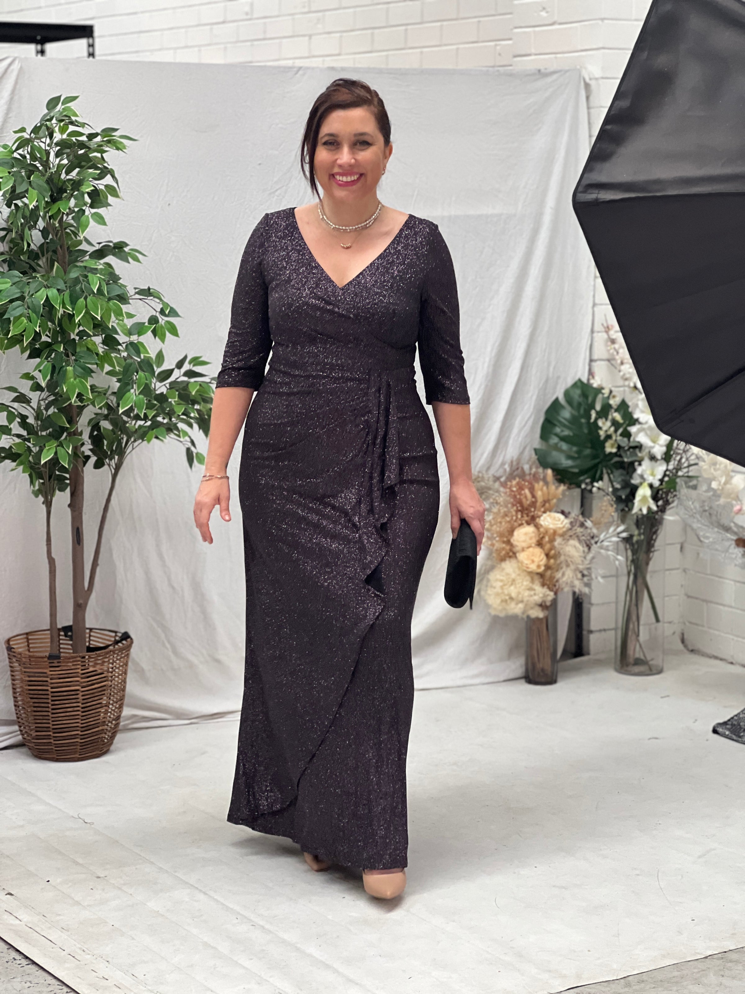 Constantine Black Glitter Gown – Dressxox
