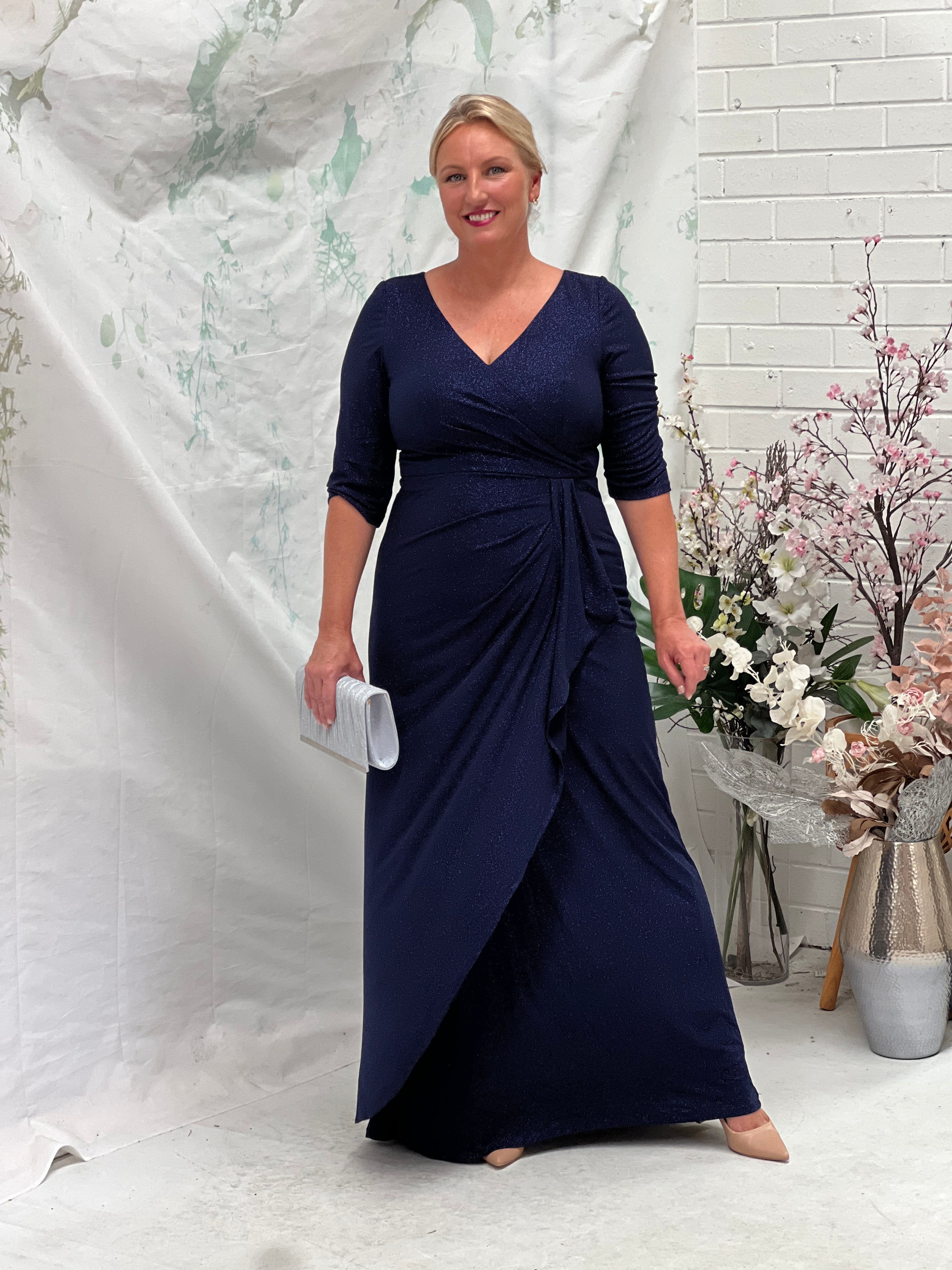 Constantine Navy Glitter Gown – Dressxox