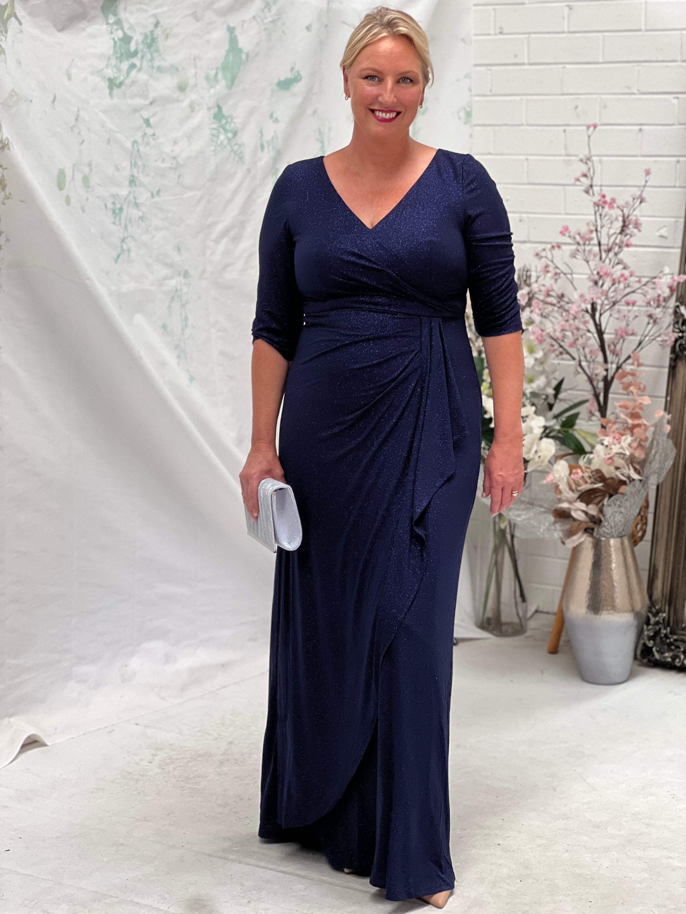 Constantine Navy Glitter Gown – Dressxox