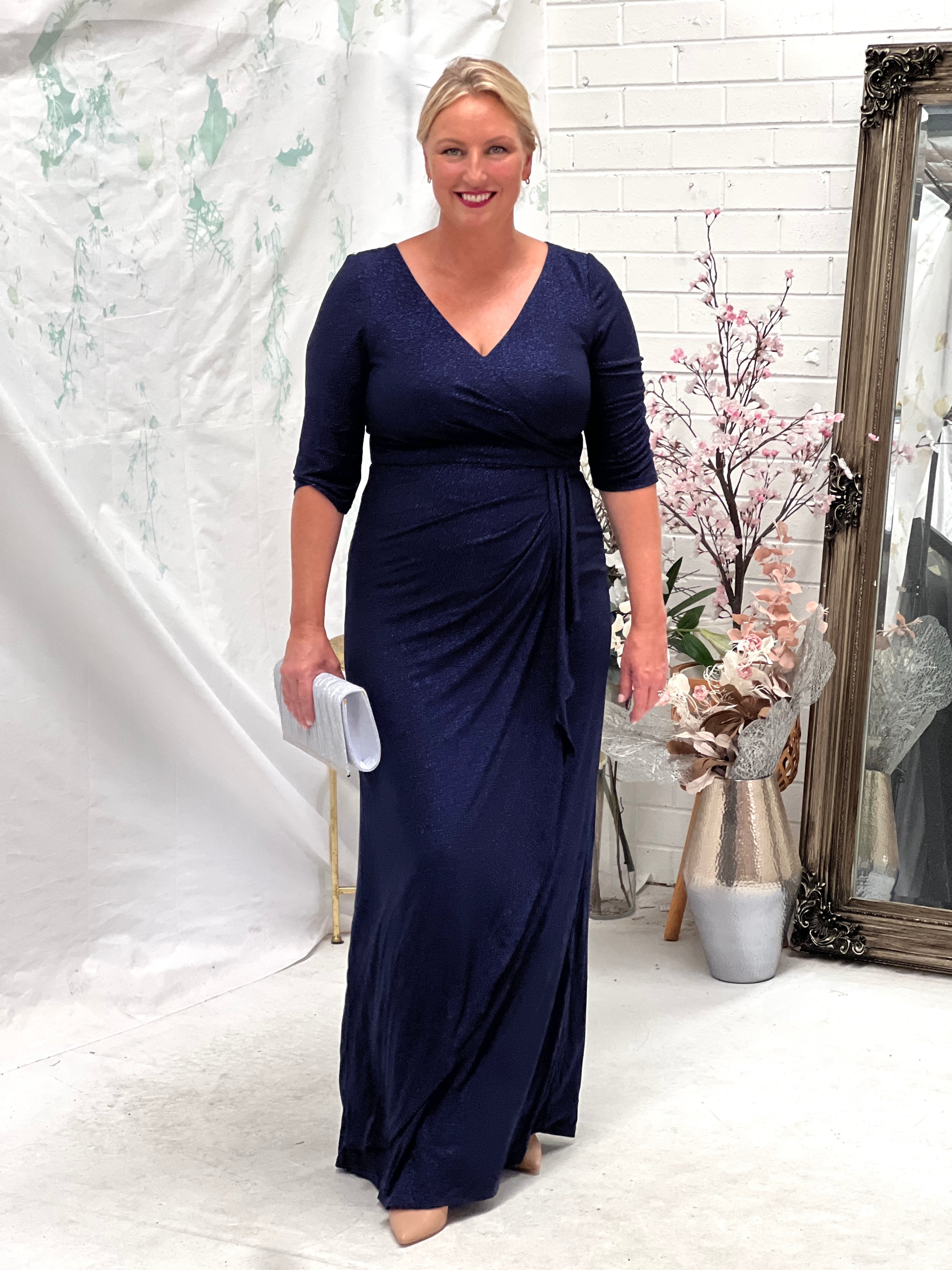 Constantine Navy Glitter Gown – Dressxox