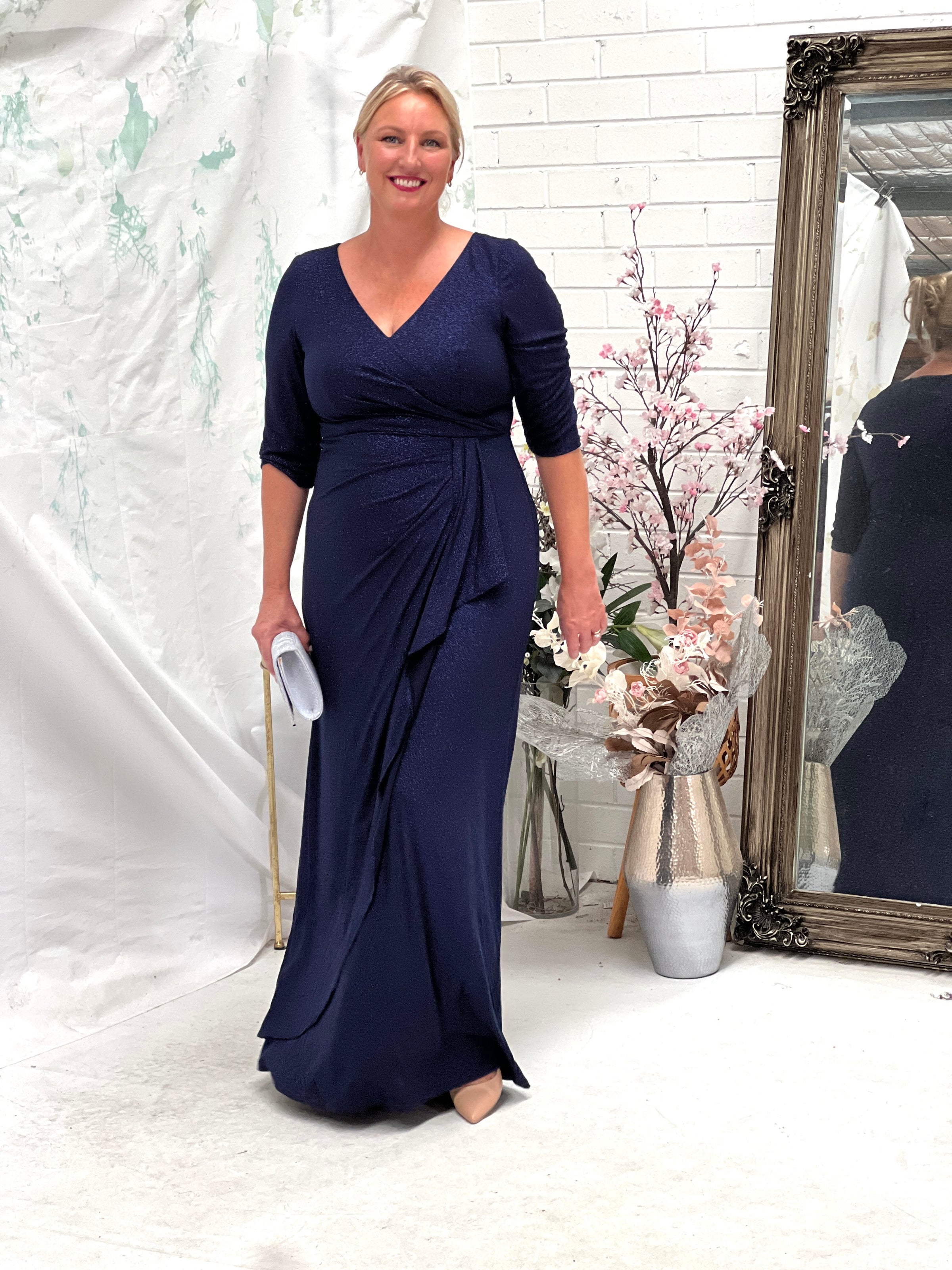 Constantine Navy Glitter Gown – Dressxox