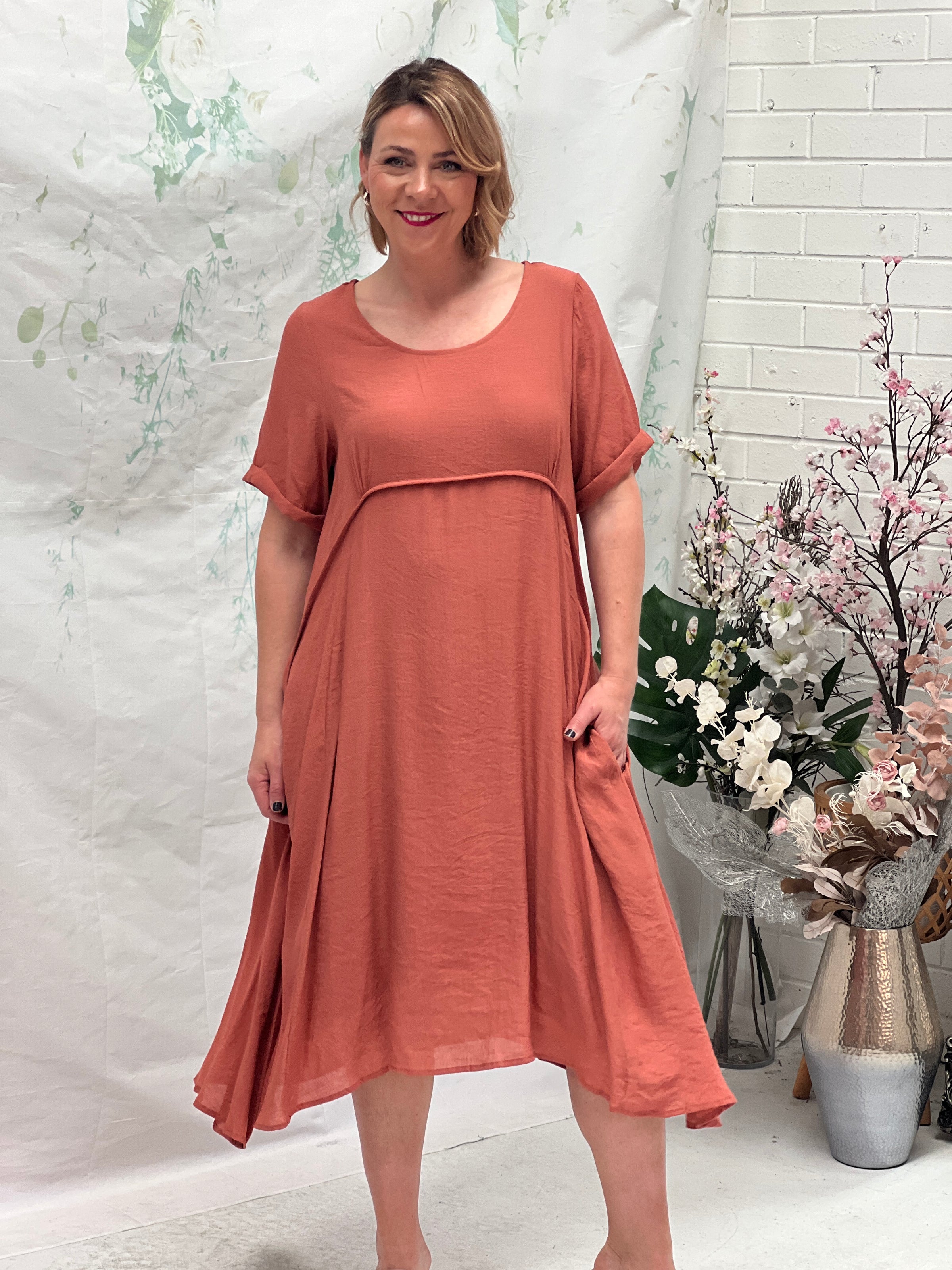 Demi Rust Layering Dress – Dressxox