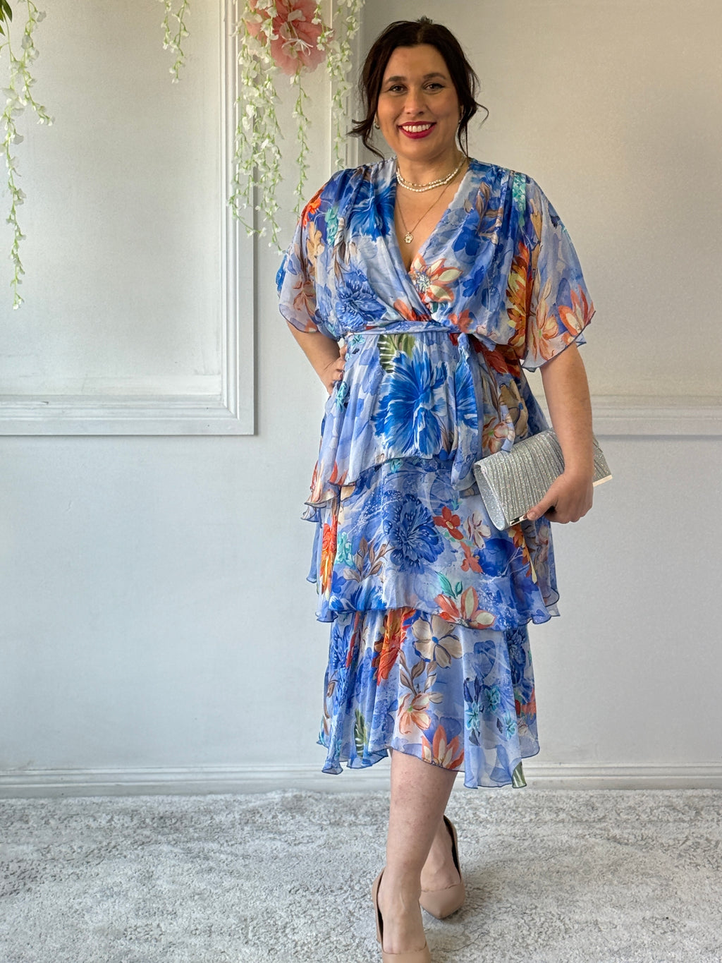 Emily Royal Floral Silk Dress – Dressxox