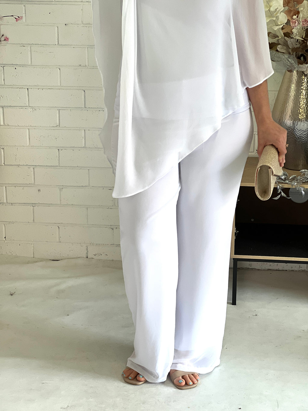 Faith White Chiffon Pants – Dressxox