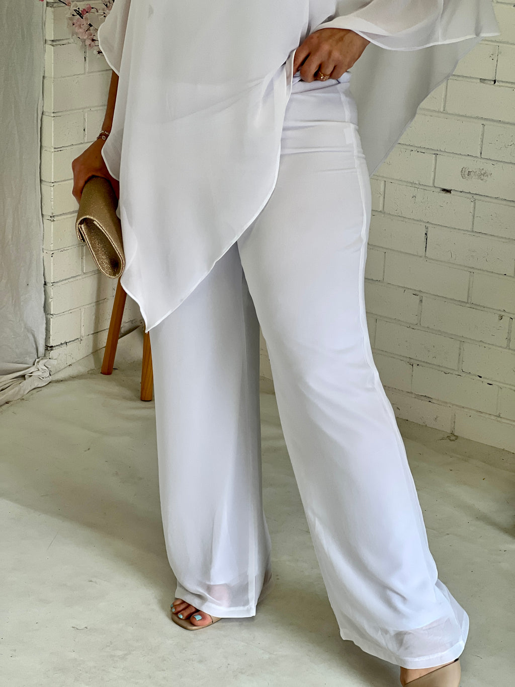 Faith White Chiffon Pants – Dressxox
