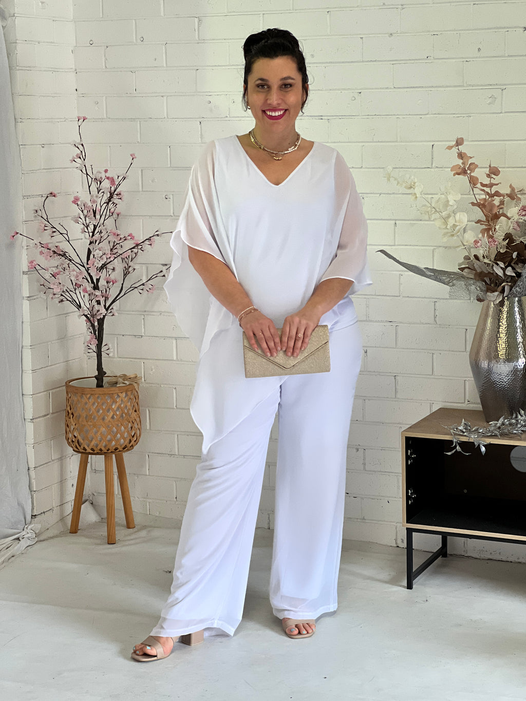Faith White Chiffon Pants – Dressxox
