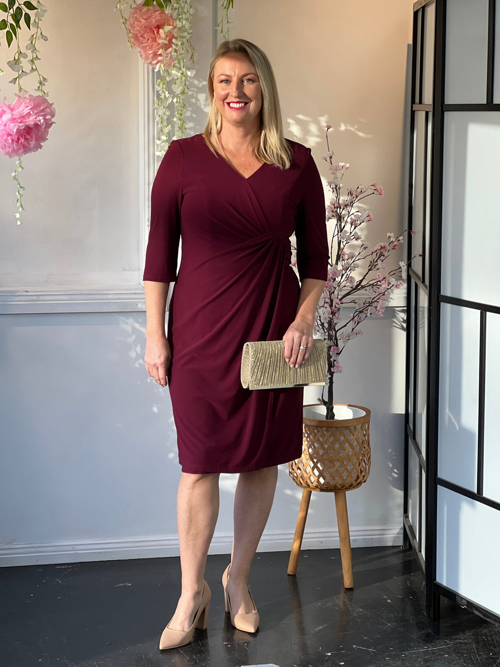 Phoebe Burgundy Evening Dress – Dressxox