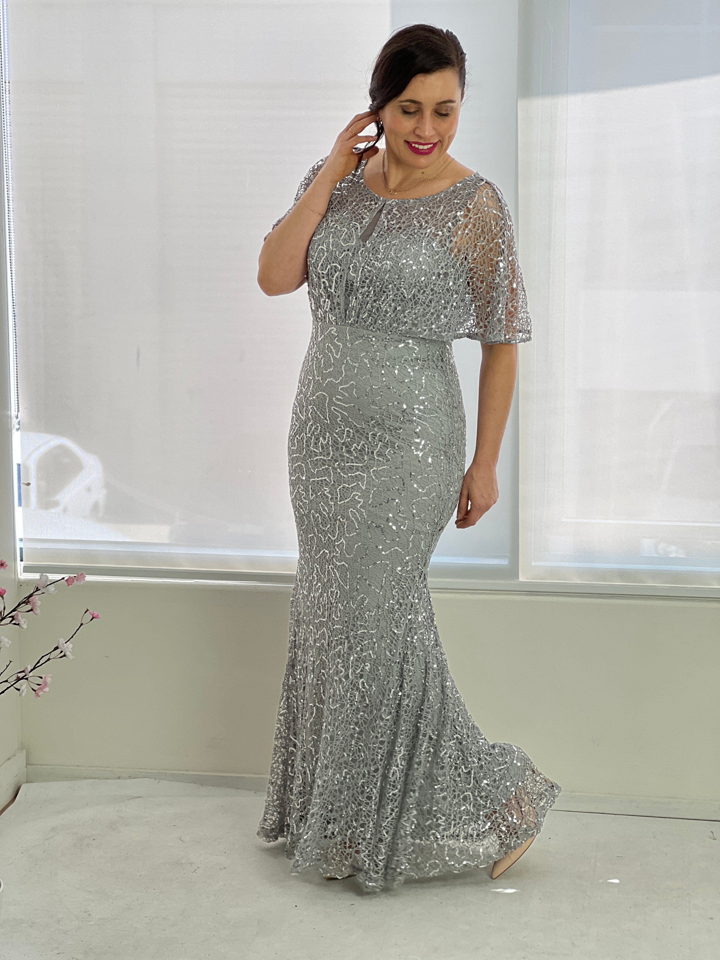 Payton Silver Sequin Evening Gown – Dressxox