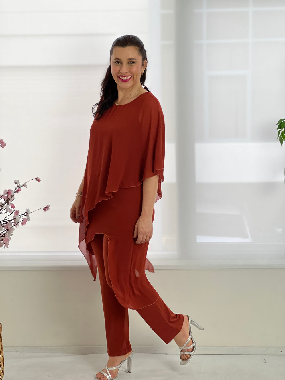 Cara Rust Elegant Jumpsuit – Dressxox