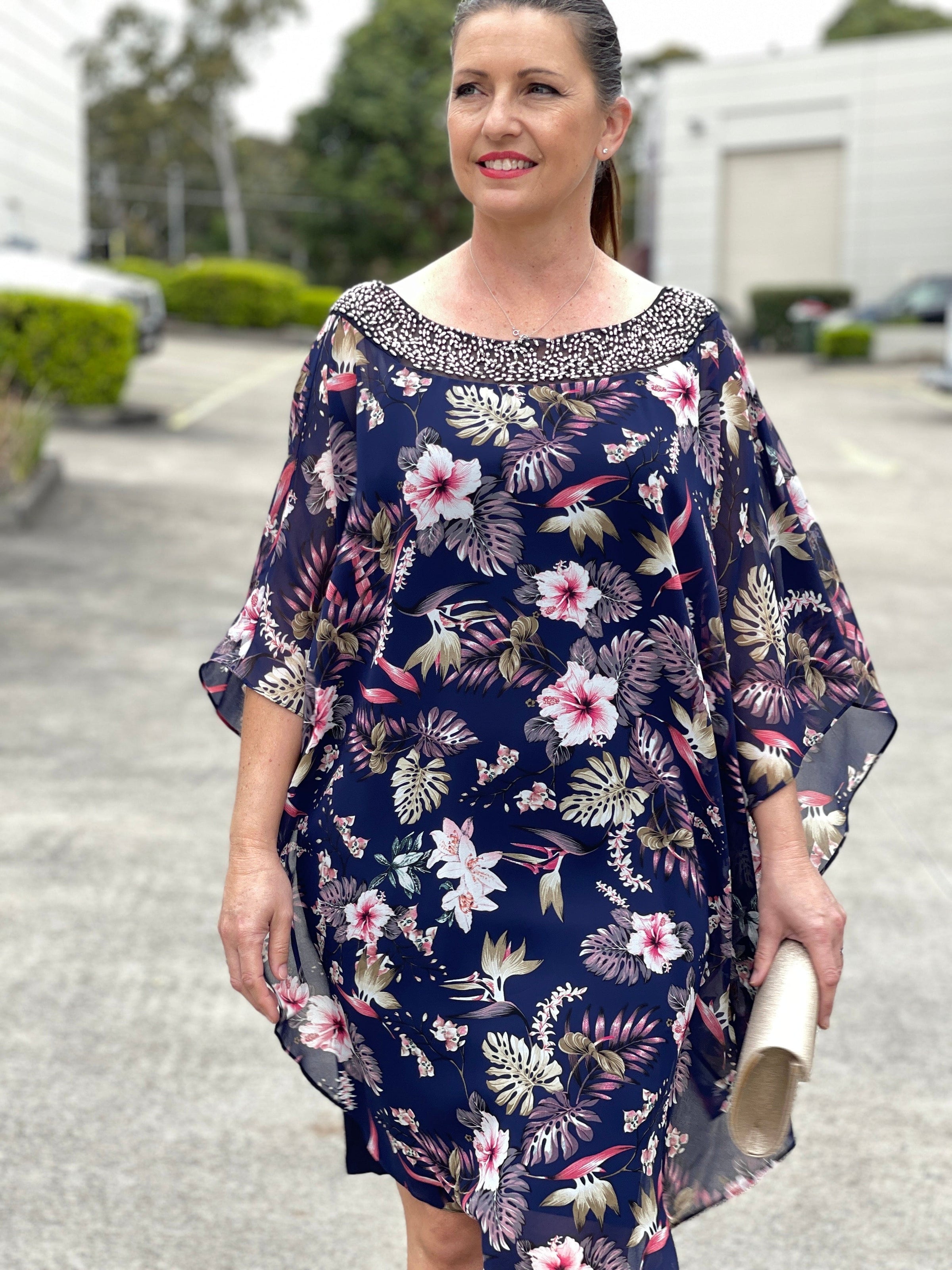 Elias Navy Floral Evening Dress – Dressxox