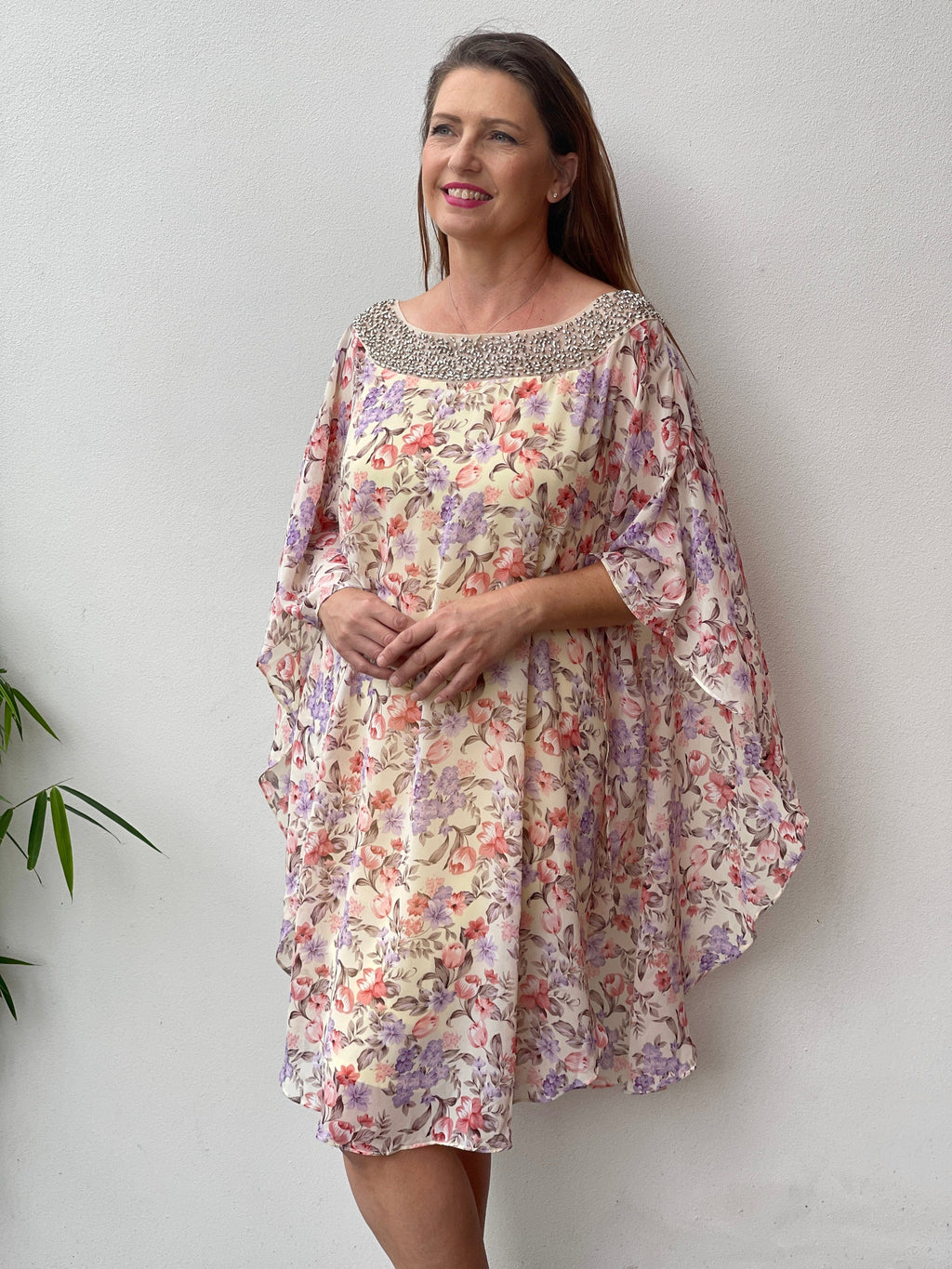 Elias Sand Floral Evening Dress – Dressxox