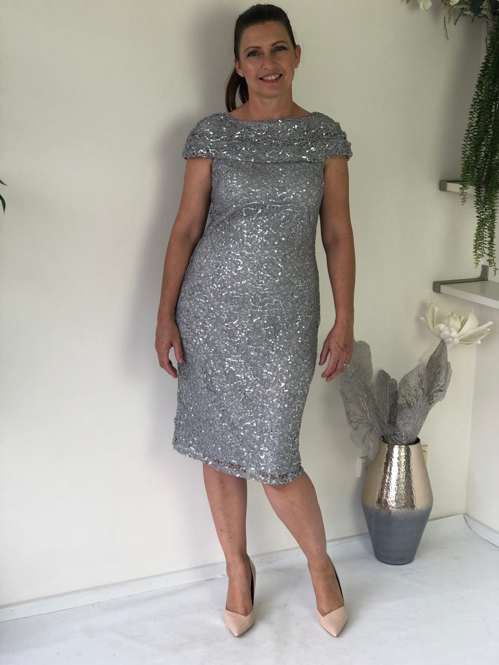 Rosmin Silver Evening Dress – Dressxox
